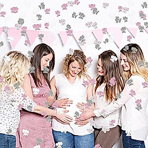 320 Pcs Baby Elephant Baby Shower Confetti,Elephant Baby Shower Decoration Elephant Theme Table Party Confetti for Baby Shower Gender Reveal Party Supplies (Pink, Gray, White)