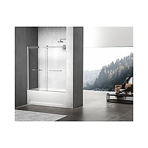 Elegant Kitchen and Bath TD222-6060BNK Frameless tub Door 60 x 60 Brushed Nickel