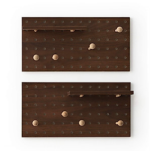 XAOMLP Wooden Pegboard Modular Display Organization Storage Wall Hooks Shelf(Color：Walnut)
