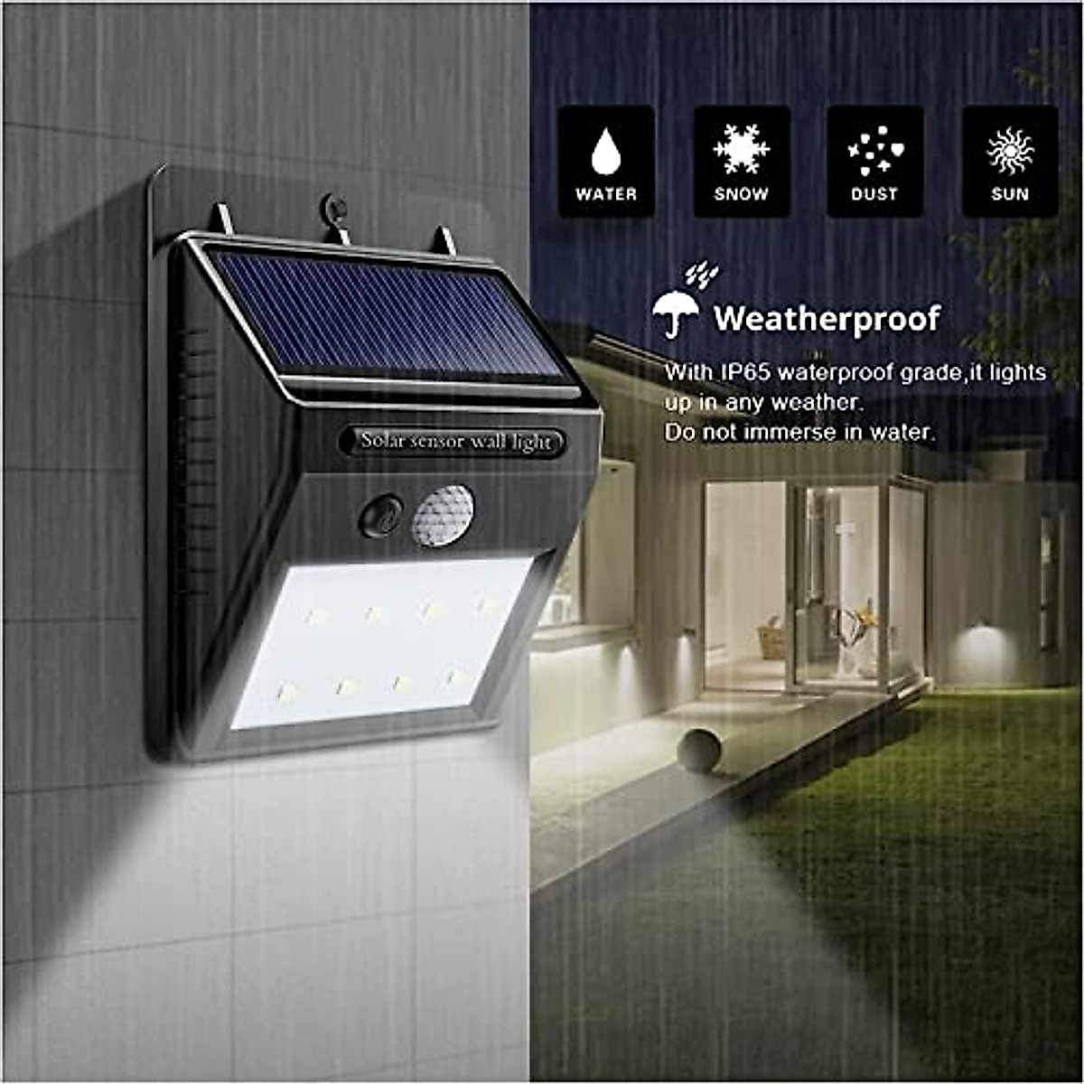 ERALP LED Outdoor Wall Light Solar Led Light Outdoor Lamp PIR Motion Sensor LED Wall Lights Sconce Waterproof Solar for Garden Street Lamp Outdoor Lighting Lamp (Size : 2Pcs 20Leds)