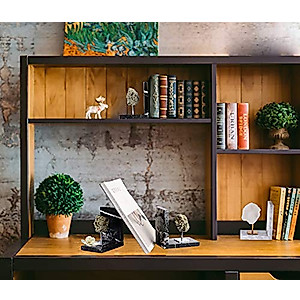 AMOYSTONE Geode Bookends Decorative White Agate Book Ends for Heavy Books Marble Bookends Shelves Decor 1 Pair 5LBS