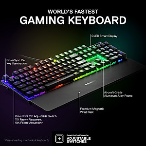 SteelSeries Apex Pro RGB Backlit Gaming Keyboard with Mechanical Switches and OLED Smart Display (Renewed)