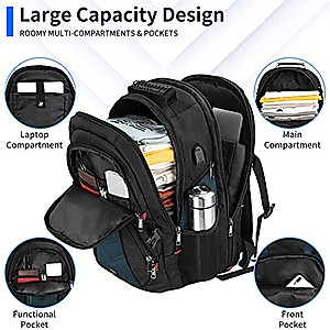 NUBILY Laptop Backpack with Cable Organizers Extra Large 17 Inch Travel Backpack Anti Theft College Business Mens Backpacks with USB Charging Port 17.3 Gaming Computer Backpack for Women Men Blue 45L