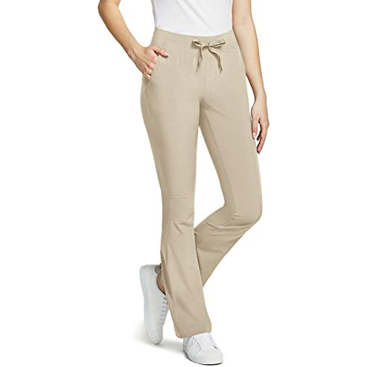 CQR Women's Hiking Pants, Lightweight UPF 50+ Sun Protective Outdoor Pants, Quick Dry Stretch Camping Work Pants, Boot Cut Beige, 6