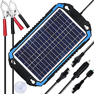 SUNER POWER 12V Solar Car Battery Charger & Maintainer, 6W Waterproof Solar Trickle Charger, Portable Solar Charger, High Efficiency Solar Panel Kit for Deep Cycle Marine RV Trailer Boat