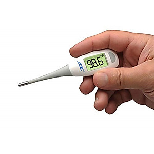 ADC Fast Read Digital Thermometer, Flexible Tip and Large Quick Read LCD Display with Color-coded Backlighting , White - 418N