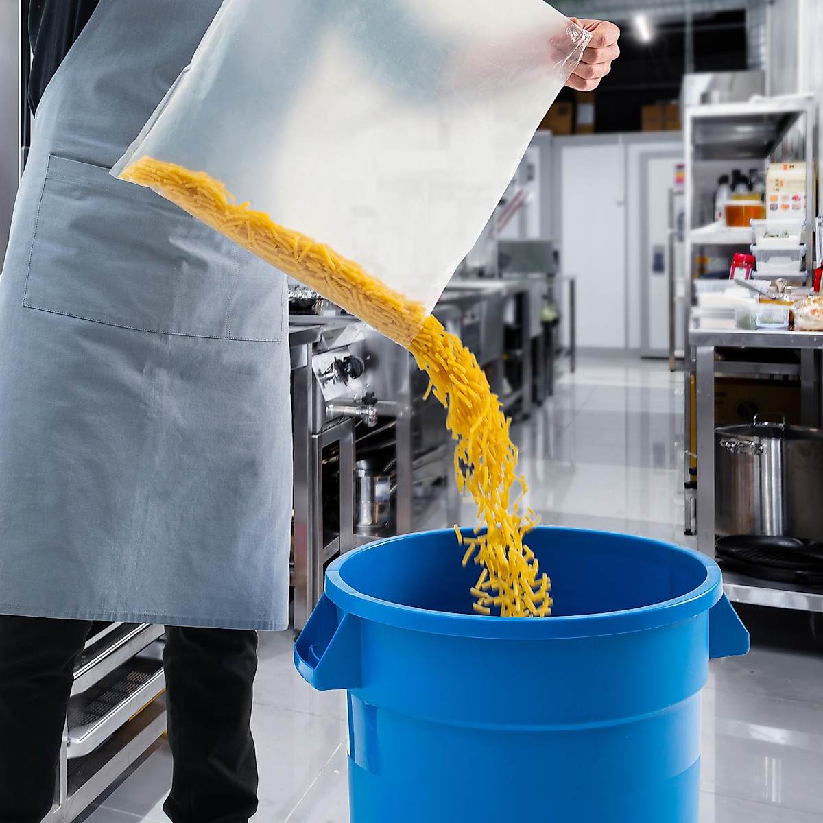 Trash Can With Lid And Dolly Round Ingredient Storage Containers Recycling Bin Kitchen Garbage Can Office Garbage Can Trash Barrel Plastic Barrel Yard Waste Bin Outdoor Trashcan (Blue, 20 Gallon)