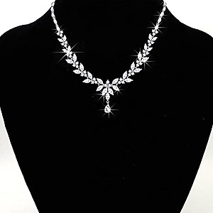 IDASANY Jewelry Set for Women, Cubic Zirconia Necklace Dangle Earrings & Bracelet Jewelry Set for Bride Bridesmaid Wedding Prom Party