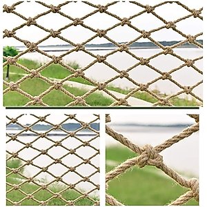 Hynet Rope Net for Treehouse, Plants Fence Hemp Rope Netting Children Swing Climbing Safety Net Balcony Railing Protective Net Playground Hammock Cargo Net (Size : 2 * 8m(7 * 26ft))