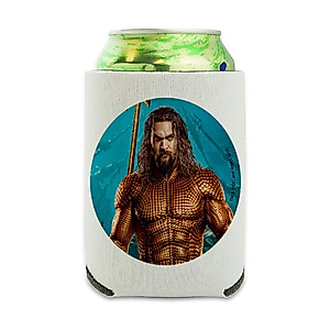 Aquaman Movie Jason Mamoa Full Costume Can Cooler - Drink Sleeve Hugger Collapsible Insulator - Beverage Insulated Holder