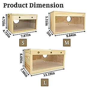 Hamiledyi Parakeet Nesting Box Transparent Budgie Nest Breeding Box with Perch Wood Bird House for Cage Natural Lovebird Breeder Box for Parrot Finch Canary Conure Mating Hatching (5 x 9.84 x 5.31 in)