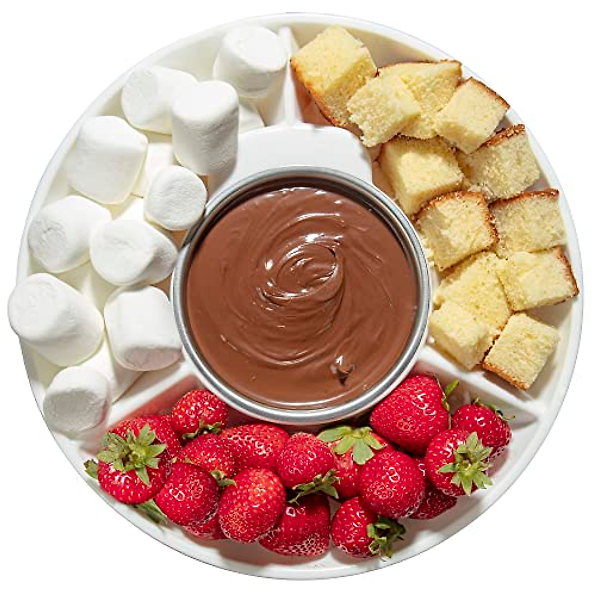 Electric Fondue Maker Deluxe Set w 4 Forks, Removable Serving Tray & Melting/Warming Setting - Great for Dipping Snacks, Marshmallows, Bread in Chocolate, Caramel, Cheese, Sauce - Mother's Day Gift!