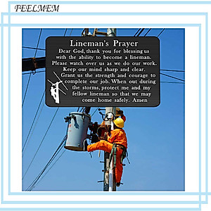 FEELMEM Lineman Gift Lineman Prayer Wallet Insert Gifts for Him Husband Dad Uncle Electric Cable Lineman Be Safe Gift(black)