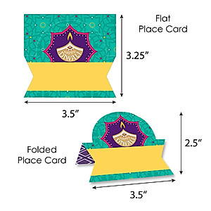 Big Dot of Happiness Happy Diwali - Festival of Lights Party Tent Buffet Card - Table Setting Name Place Cards - Set of 24