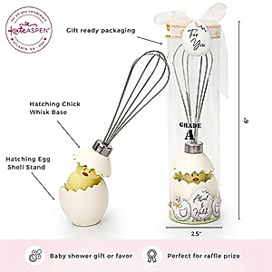 Kate Aspen Stainless-Steel Egg Whisk in Showcase Gift Box Baby Shower Favor, Silver/White