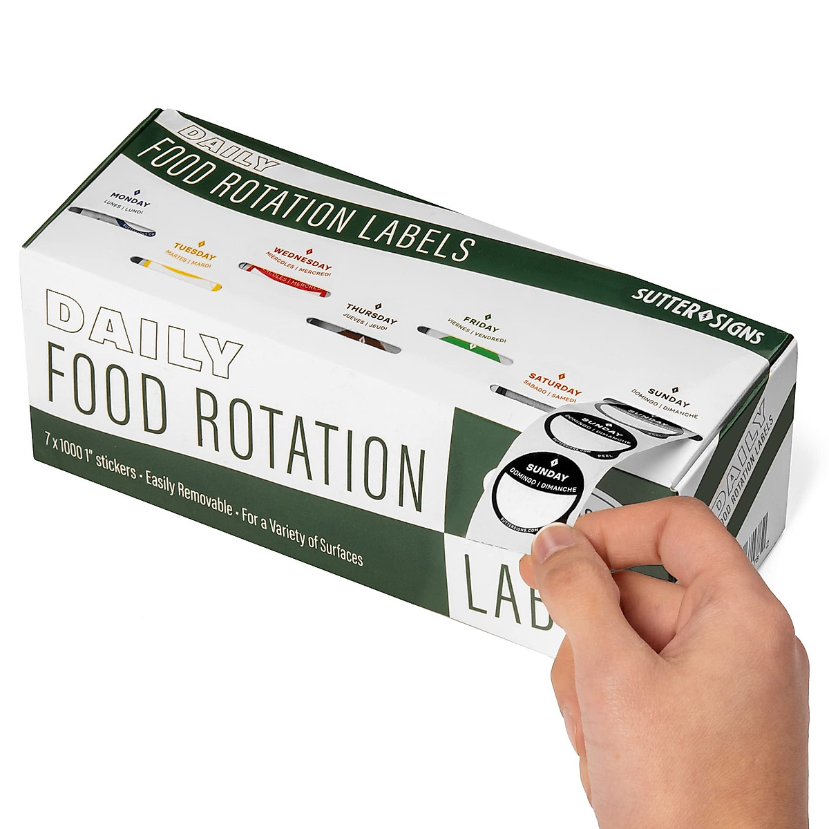 Day Dots Food Labels | 1" Date Dot Stickers for Food Containers, 7000 Labels with Dispenser Box