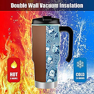 HAUSHOF 24 oz Travel Mug, Stainless Double Wall Vacuum Insulated Tumbler with Handle & Spill Proof Twist On Flip Lid and Wide Mouth, BPA Free