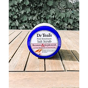 Dr Teal's Body Scrub with Pure Epsom Salt, Restore & Replenish with Pink Himalayan Salt, 16 oz