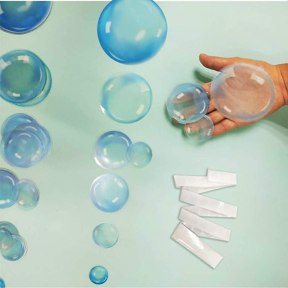 Blue Bubble Gadget Cutout Mural Sticker Background Home Decor Party Decoration for Ocean Coral Reef Mermaid Under The Sea Poolside Home Bath Kid's Bedroom Playroom Wedding Birthday Party Baby Shower