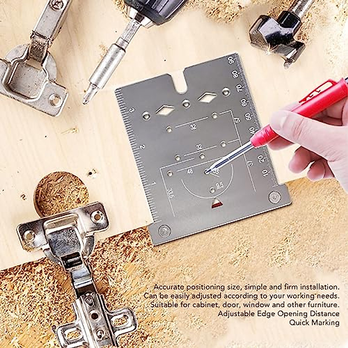 Hinge Jig Drill Guide, 35mm Dowelling Drilling Tool Set Kit Concealed Hinge Jig Kit for Furniture Woodworking