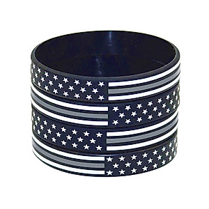 Thin Grey-Gray-Silver Line American Flag Silicone Stretchable Bracelet 4-Pack - Correctional Officer