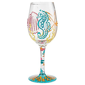 Enesco Designs by Lolita Coastal Artisan Wine Glass, 1 Count (Pack of 1), Multicolor