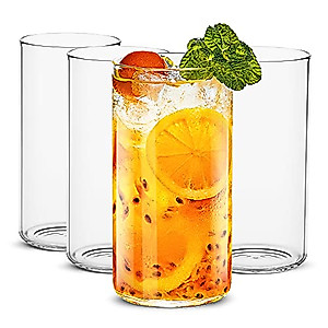 LUXU Drinking Glasses 19 oz, Thin Highball Glasses Set of 4,Clear Tall Glass Cups For Water, Juice, Beer, Drinks, and Cocktails and Mixed Drinks