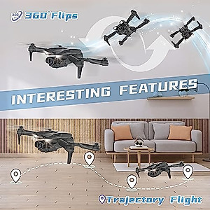 Drone with Camera HD 2 Cameras Mini Drones for Adults 135° Electrically Adjustable RC FPV WIFI Foldable Quadcopter Toy Aircraft Gifts 360° Flips Gravity Control Altitude Hold for Beginners 2 Batteries