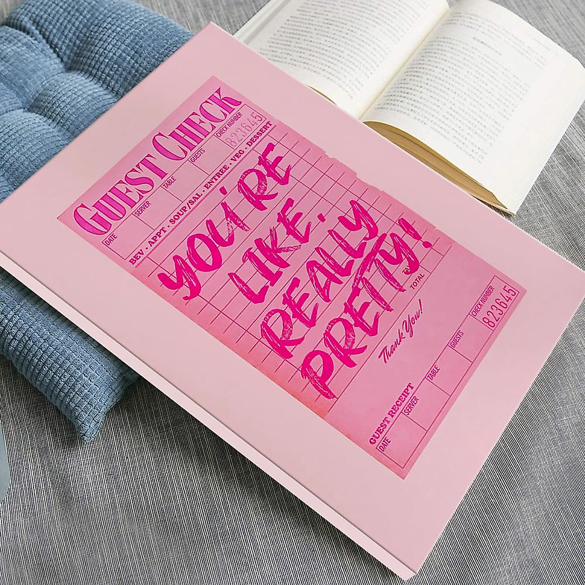 Miontszia Preppy Pink Funky Canvas Wall Art, Trendy Inspirational Quotes Aesthetic Decor Poster,you're Like Really Pretty Picture Decor,for Girls Bedroom Dorm bathroom Picture 12x16in Unframed