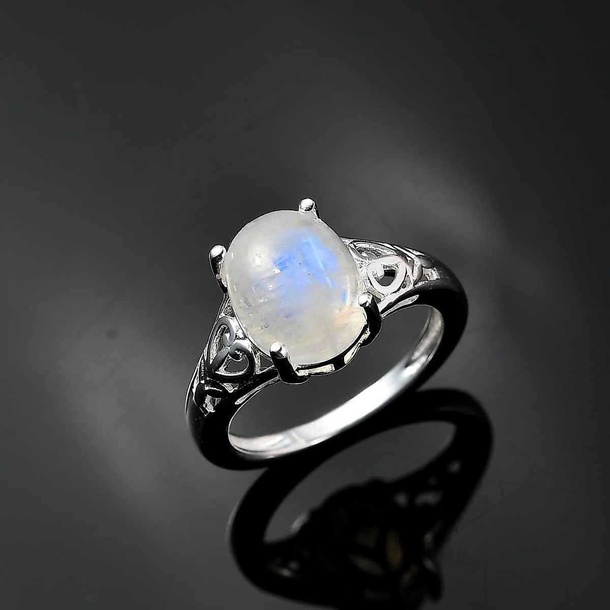 SHOP LC Rainbow Moonstone Ring 925 Sterling Silver Genuine Jewelry Gifts for Women Size 10 Birthday Gifts