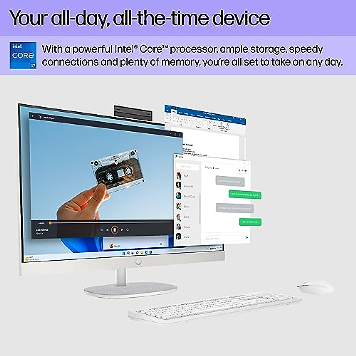 HP 27 inch All-in-One Desktop PC, FHD Display, 13th Generation Intel Core i7-1355U, 12 GB RAM, 512 GB SSD, Intel Iris Xe Graphics, Windows 11 Pro, 27-cr0082 (2023)