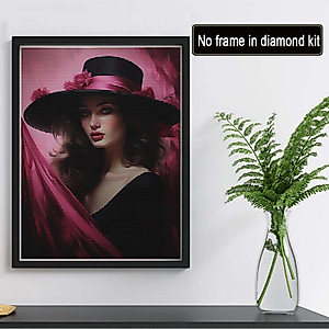 Reofrey DIY Diamond Art Kits for Adults Beauty, Woman Full Drill Round Rhinestone Diamond Painting Kits, Cross Stitch Embroidery Canvas for Crafts Home Wall Decor 30x40cm