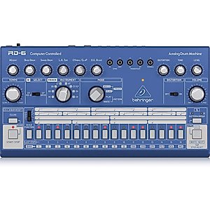 Behringer RHYTHM DESIGNER RD-6-BU Analog Drum Machine with 8 Drum Sounds, 64 Step Sequencer and Distortion Effects