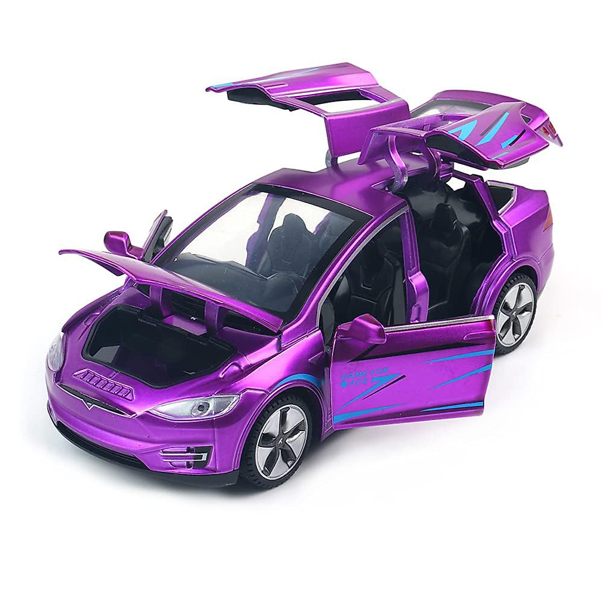 Model X Toy Car, 1:32 Zinc Alloy Diecast Car Toys for Kids, Pull Back Collectible Vehicle Toy Door Opening Scale Car Model with Sound and Light, Birthday Gift for Boys Girls 3+ Years Old