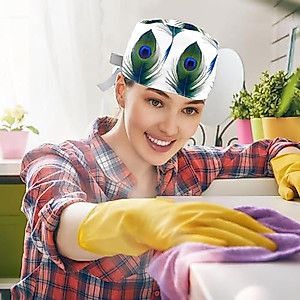 CWAGFEQZ 2-Pc Gourd-Shaped Working Cap,Fisherman Hat with Buttons and Cotton Sweatband,Peacock Feather Retro