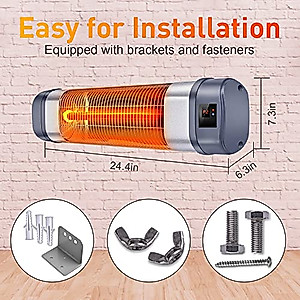 Wall Mounted Electric Heater, 1500W Hanging Space Heater w/Remote, Timer&1s Fast Heat, Overheat Protection, Super Quiet Waterproof Outdoor Patio Heater, Garage Heaters for Indoor Use
