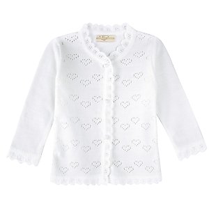Lilax Baby Girls' Little Hearts Knit Cardigan Sweater 12M White