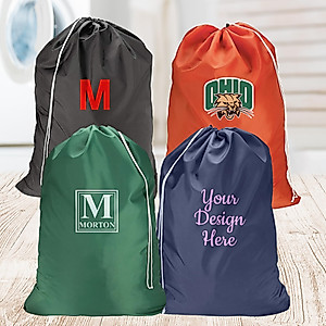 Personalized Laundry Bag, Custom Nylon Laundry Bag with Drawstring Closure, Dorm Room Essentials For College Students Girls and Guys Add Your College Logo or Your Team Design