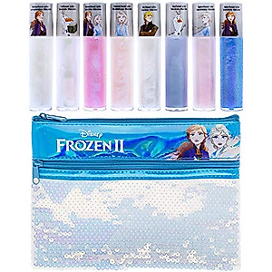Disney Frozen 2 - Townley Girl Anna and Elsa Lip Gloss Set with Sequin Bag, Ages 3+ (9 Pcs)
