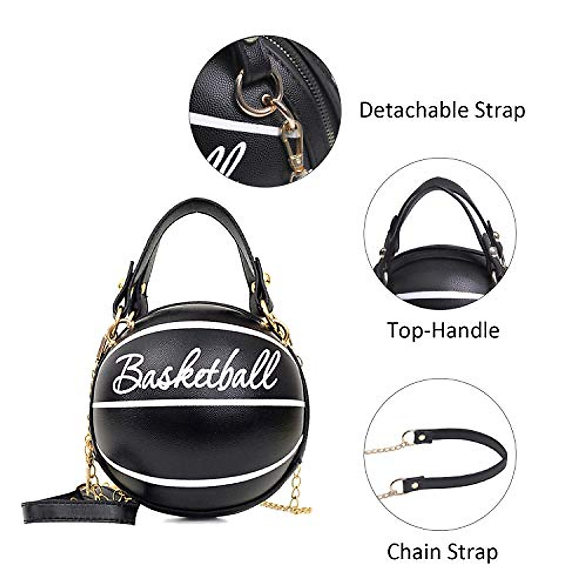 Lanpet Women Crossbody Bags Basketball Shaped PU Handbags Adjustable Strap Shoulder Messenger Bag