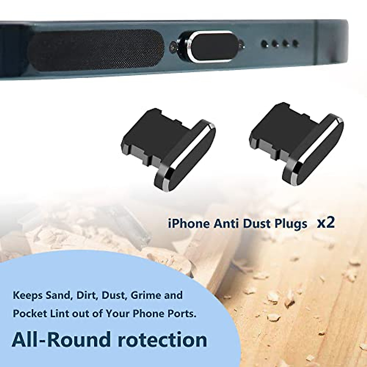 Phone Speaker Dustproof Stickers Protector, Mesh Speaker Anti Dust Adhesive Cover, Included Anti Dust Plug, Phone Port Cleaning Brush and Tweezer Compatible with iPhone 13, 12 Pro Max, 11 (Black)