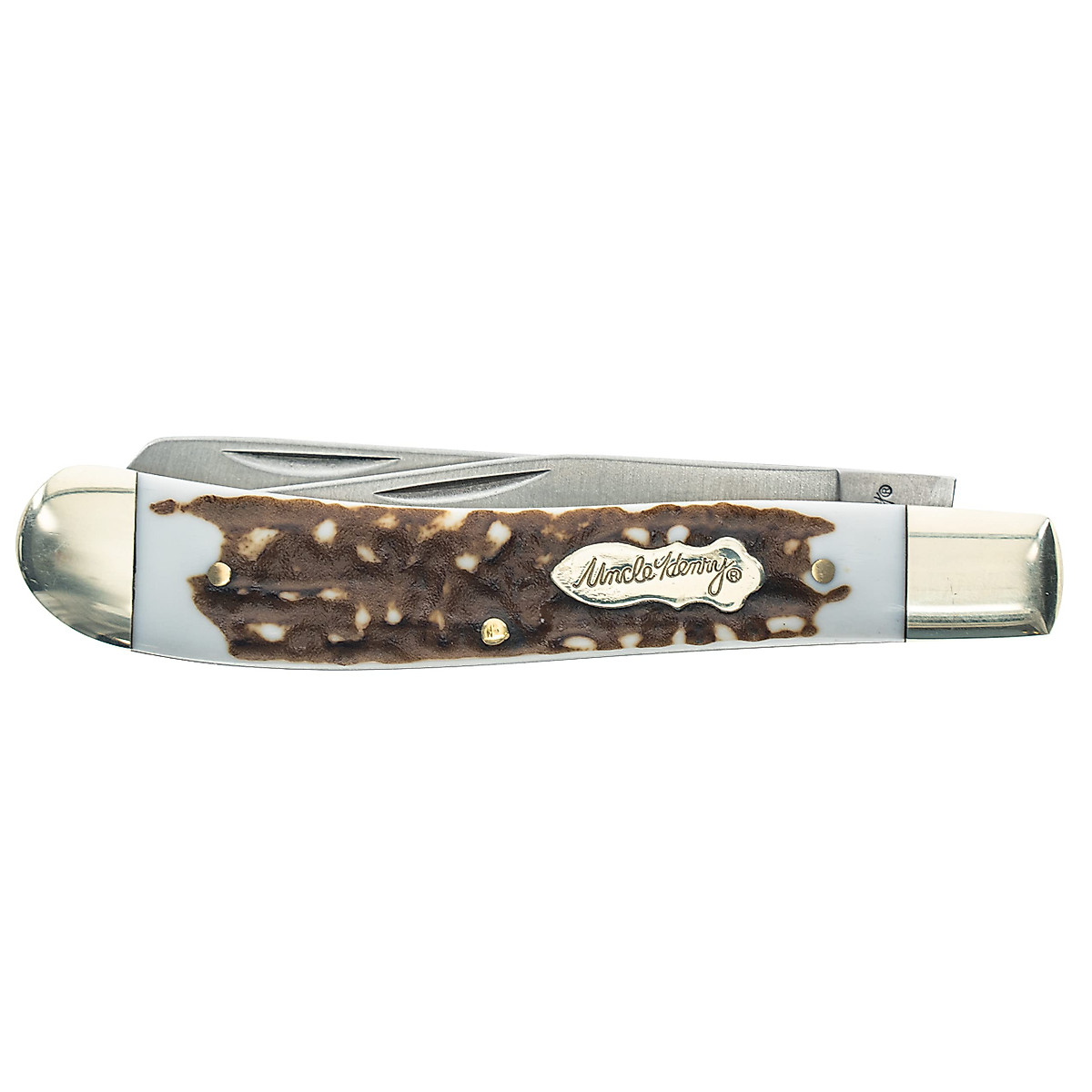 Uncle Henry Next Gen Staglon 285UH Pro Trapper 7in Folding Knife with 3.2in Stainless Steel Clip-Point Blade, Spey-Point Blade, and Staglon Handle for Hunting, Camping, EDC