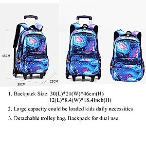 Mysterious Starry Sky Print Rolling Backpack Elementary Students Trolley Bag Primary School Book Bag with Wheels