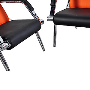 BORELAX 3PCS Office Reception Chair Set Orange and Black PU Leather Waiting Room Bench Visitor Guest Sofa Airport Clinic