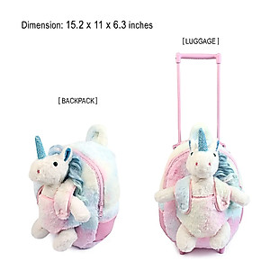 Funday Long Hair Unicorn Kids Backpack with Removable Wheel backpack for girls and boys