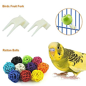 WBYJ 17 Pack Birds Parrot Toys, Parrots Swing Hanging Chewing with Bells Toys Hand Made Bird Cage Toys for Love Birds Finches Small Parrots Parakeets Cockatiels Conures Small Macaws (A)