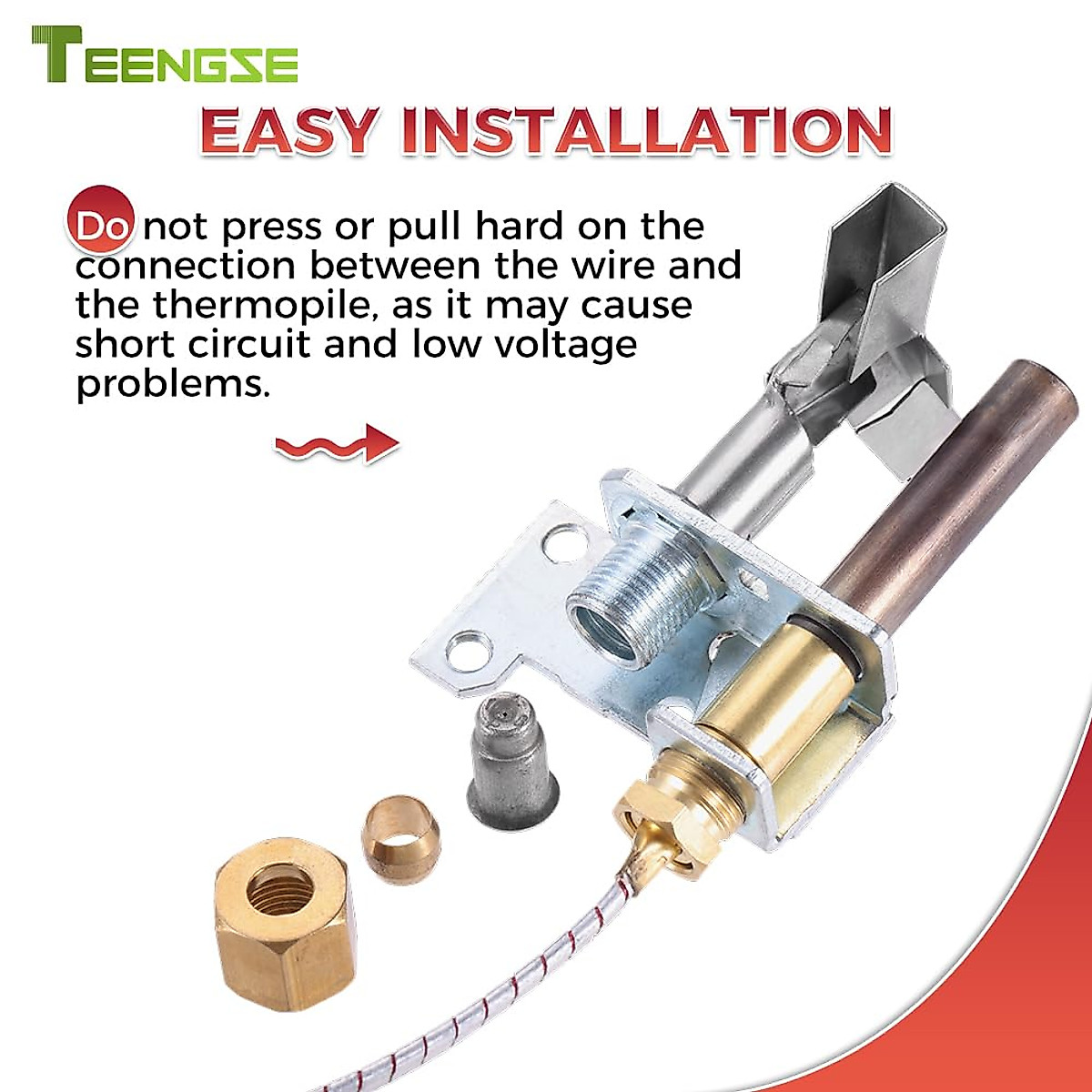 TEENGSE Pilot Burner 750 Millivolt Thermopile Assembly, Natural Gas & Propane Gas Pilot Orifice, Compatible with Cecilware Fryer Imperial Fryer Series