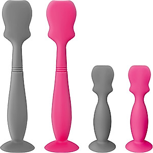 4 Pack Baby Diaper Cream Spatula Applicator Soft Silicone Baby Butt Paste Spatula Mini Rash Cream Brush for Baby Newborn (White, Gray)