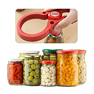 3 in 1 Silicone Multi-function Jar Opener Bottle Opener Anti-slip Bottle Lid Opener Kitchen Twist Tool Opener for Various of Kitchen Cans, Bottles Pops for Weak Hands and Seniors with Arthritis - Blue