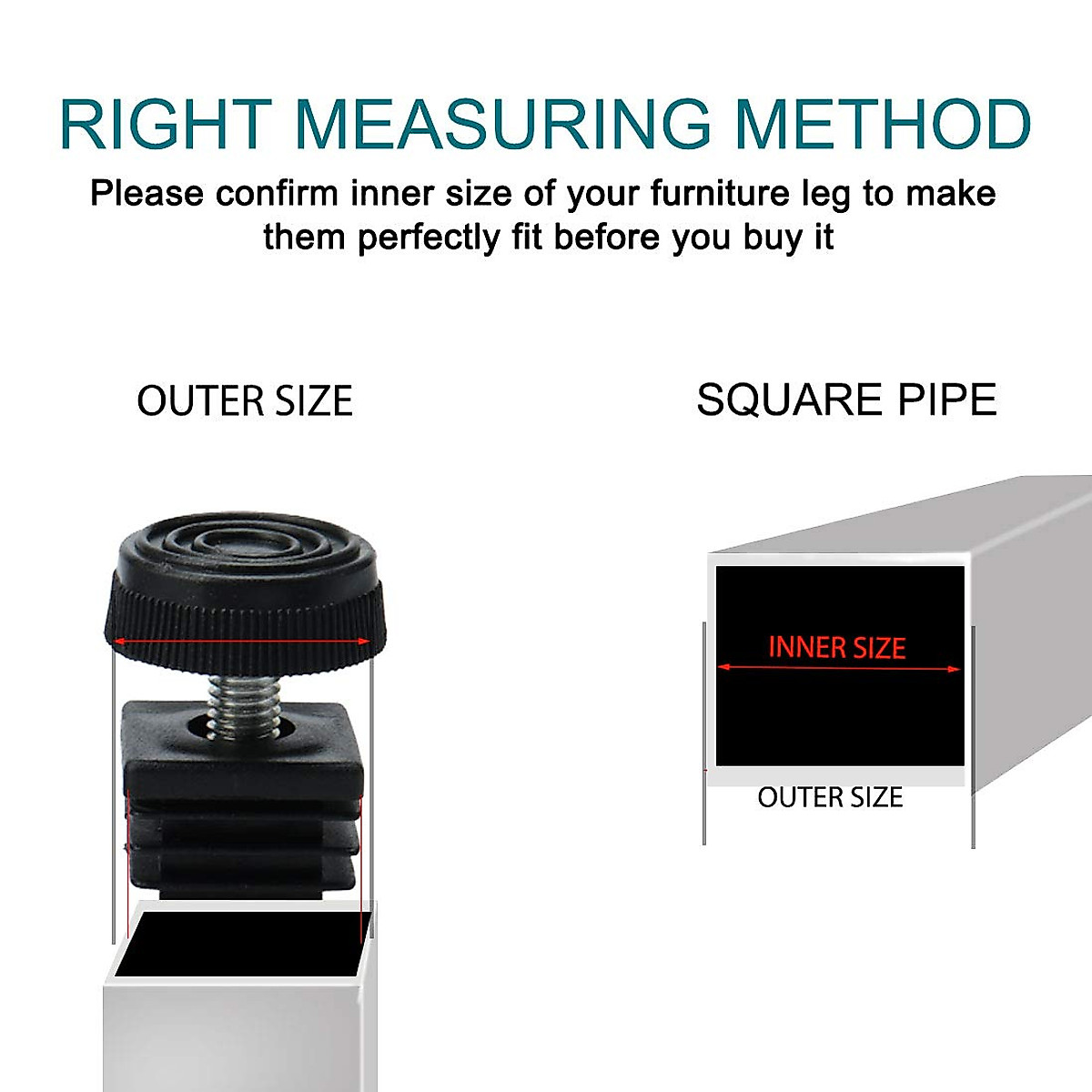 uxcell 10 Sets 30mm Base Dia Adjustable Leveling Foot 25mmx25mm Square Insert Kit